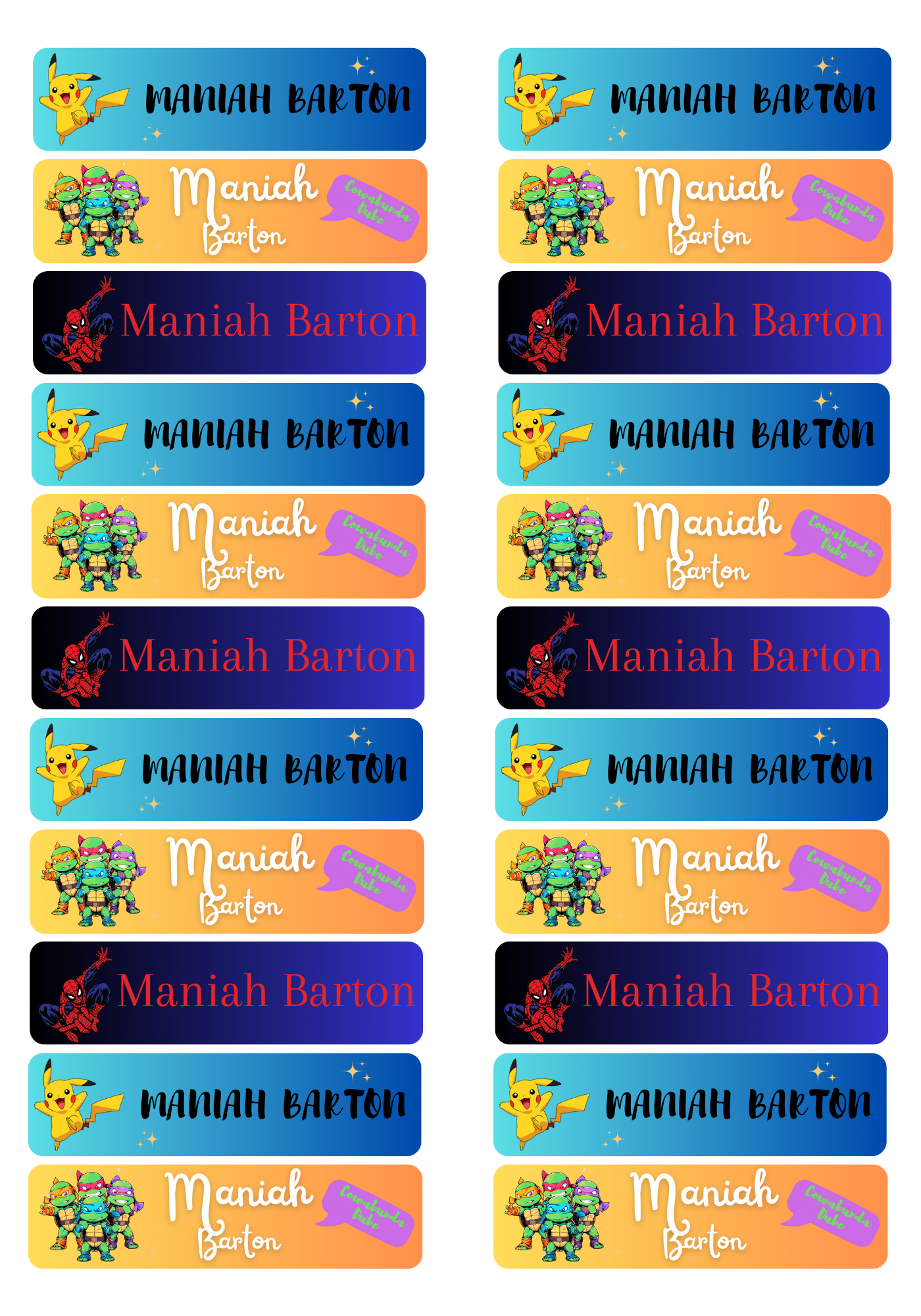Name Label - Subject Label – DTF Print Hub - Australia