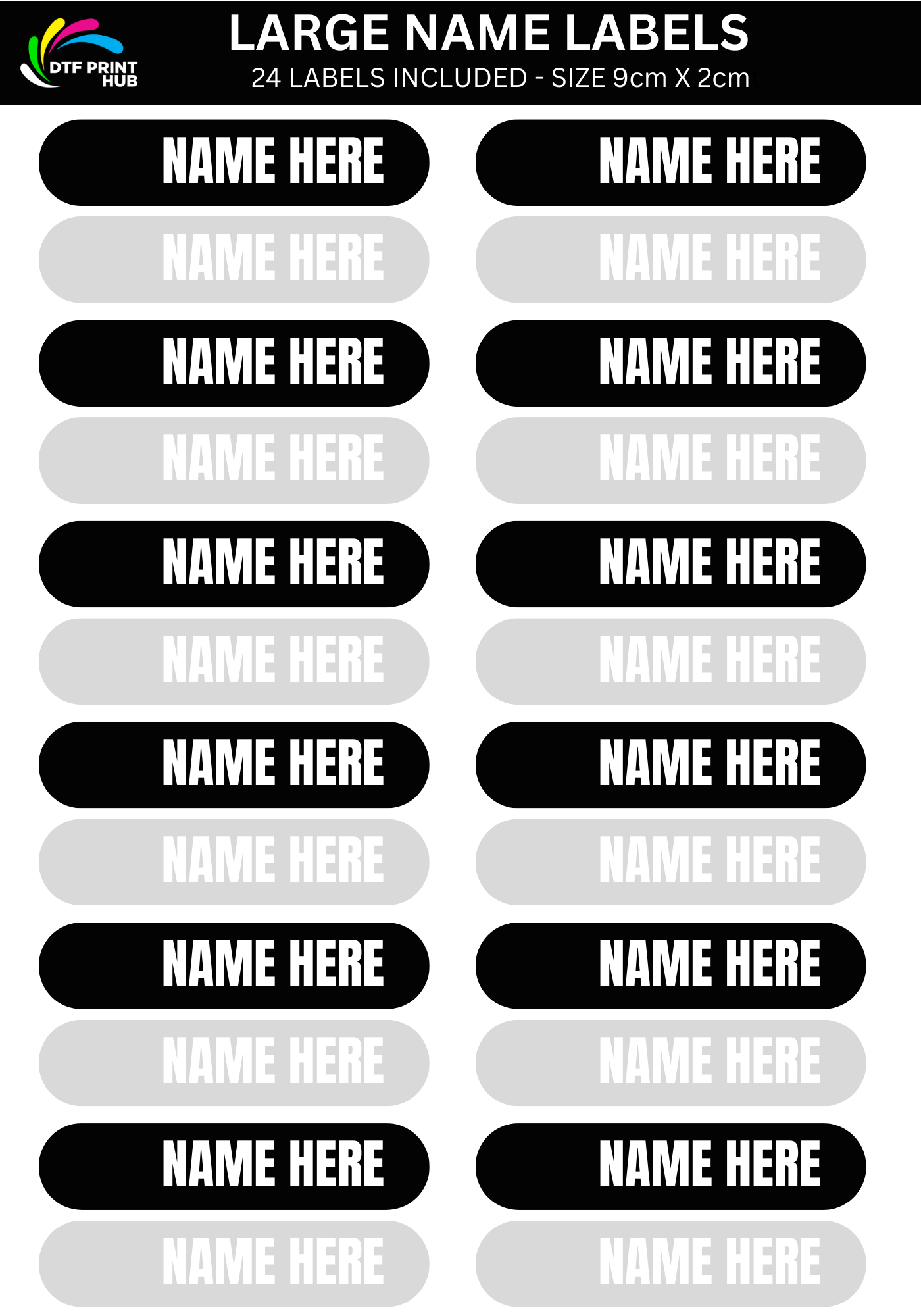 Name Label - Large Labels – DTF Print Hub - Australia